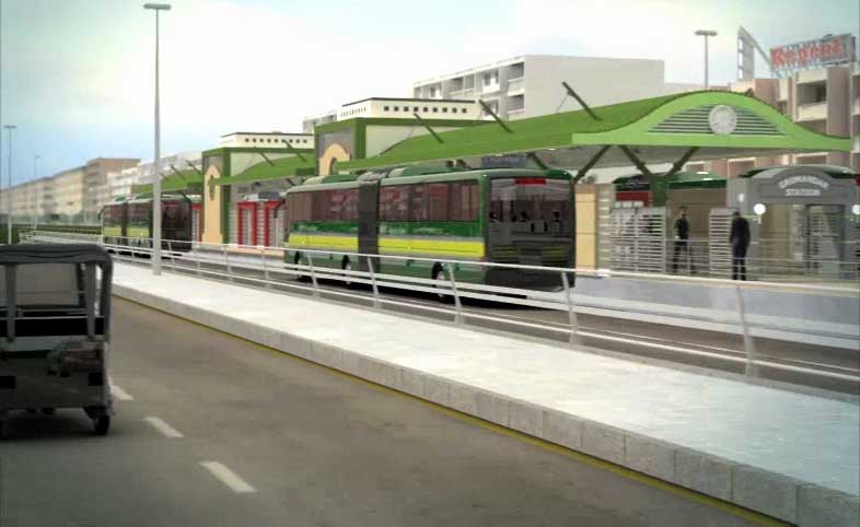PM Nawaz lays foundation stone of Green Line Bus service in Karachi ...